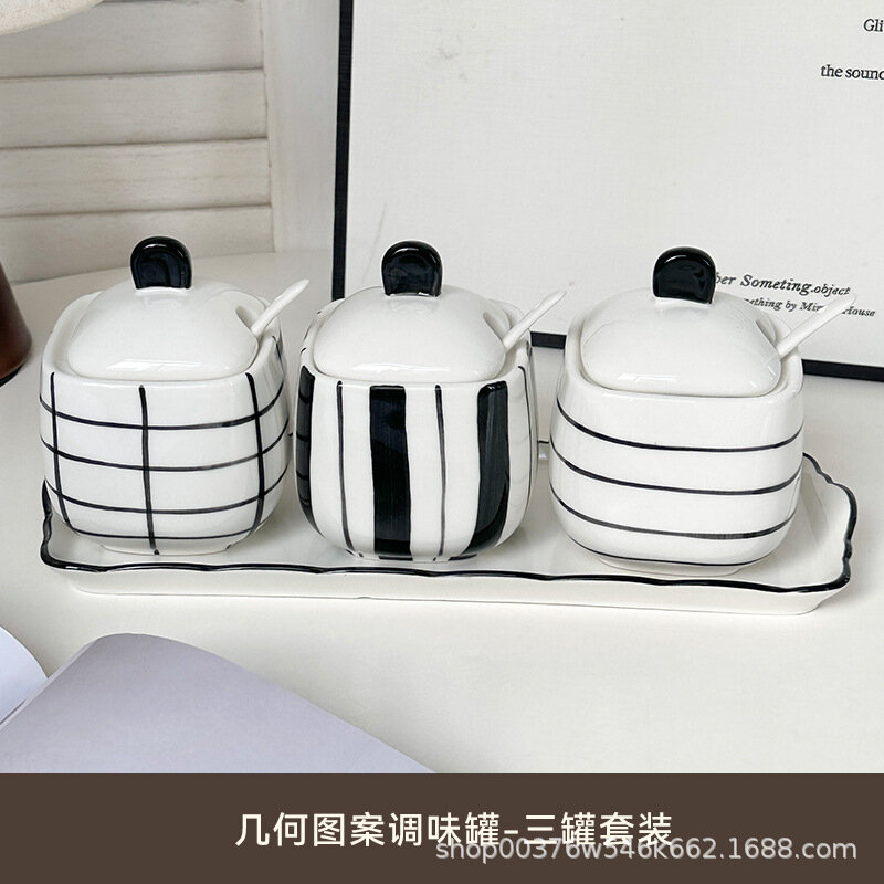 Коробка для специй, кухонная, домашняя, скандинавская, простая, керамическая банка для специй, банка для приправ, банка для соли и глутамата, высококачественный набор