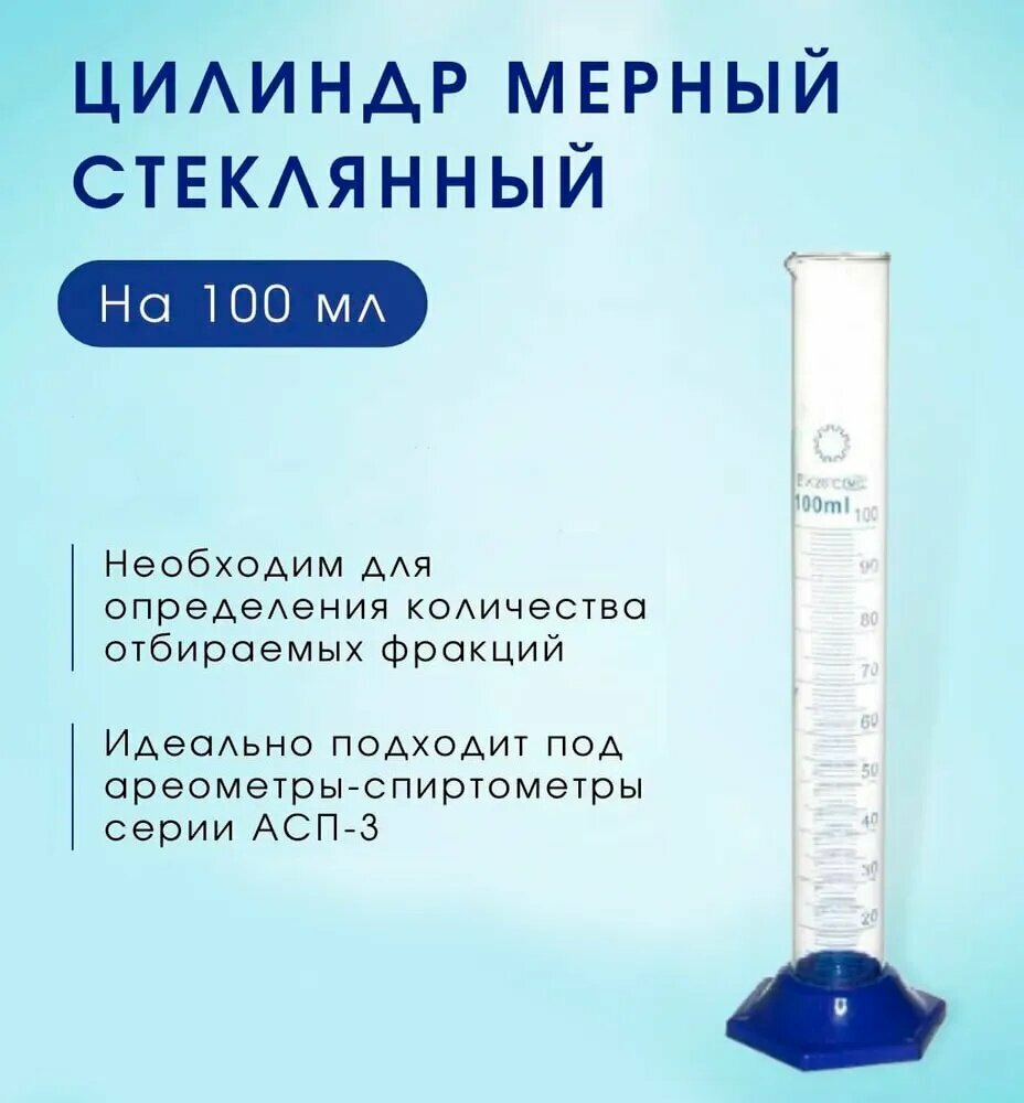 Емкость мерная EXIM/RUSC 100мл, стеклянная, на плоском основании