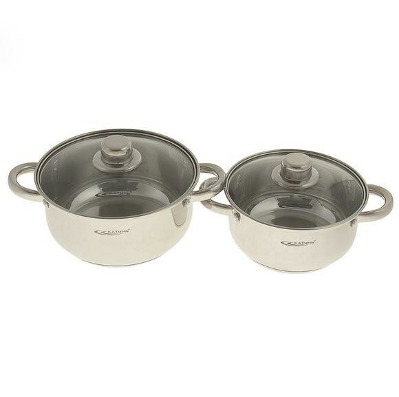 Набор посуды нерж 4ПР (2.2Л 3.2Л) гретта индукция катунь