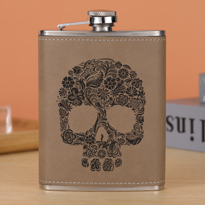 Кросс-бордерная русская фляга из нержавеющей стали 304 объемом 8 унций, портативная бутылка для вина с чехлом из PU кожи и лазерной печатью логотипа