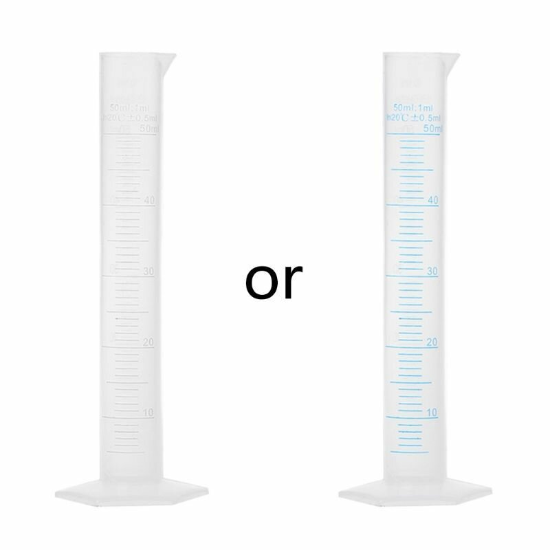 (1 шт.) Пластиковый мерный цилиндр с синей шкалой - 50 мл