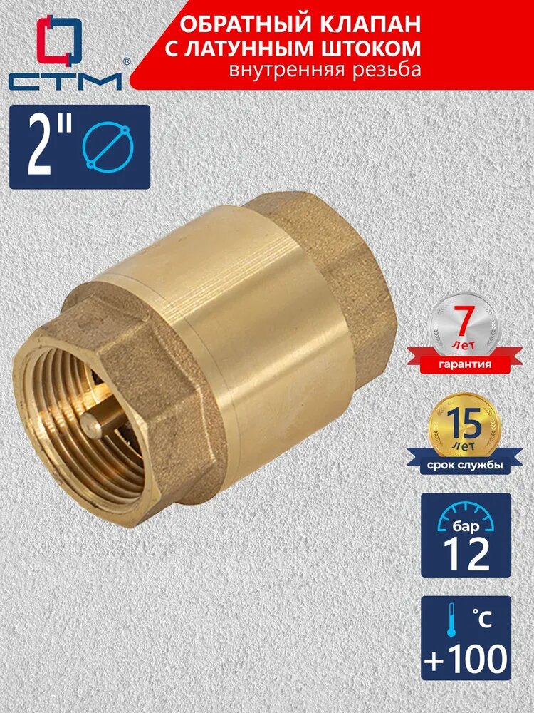 Обратный клапан 2" для воды, с латунным штоком