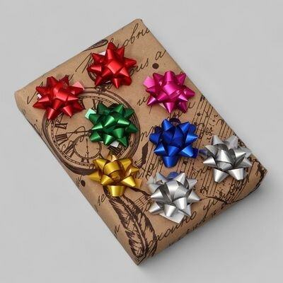 Подарочный Бант - звезда №3.5, металлик, ассорти, для упаковки подарков