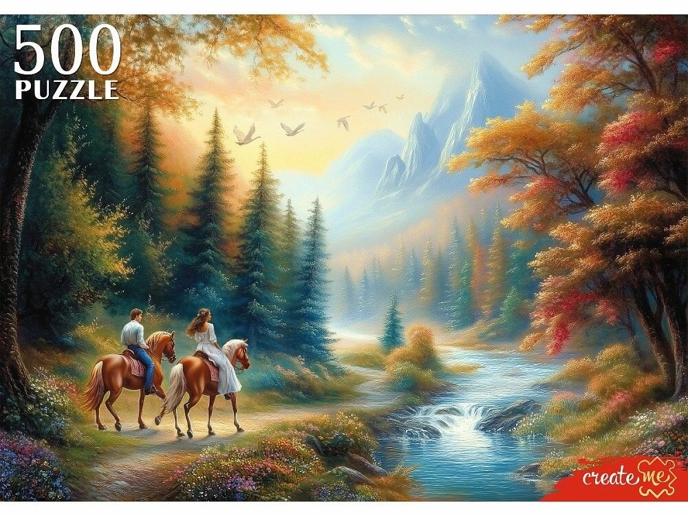 Puzzle/пазлы 500 элементов "Пара на лошадях в горах" (Ф500-8263)