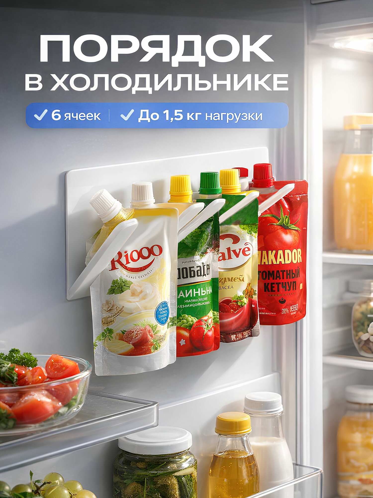 Держатель для соусов в холодильник, органайзер для холодильника, с усиленной наклейкой органайзер для холодильника держатель соусов
