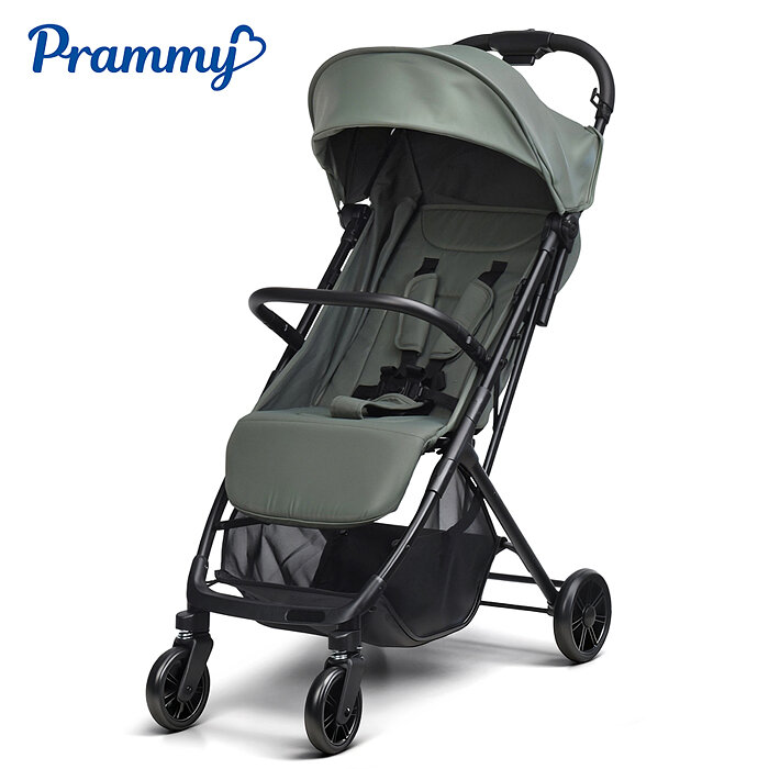 Коляска-трость детская Prammy, зелёный, механизм складывания трость