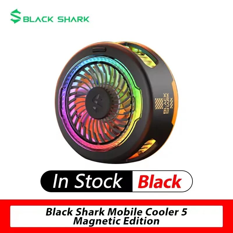 BLACKSHARK 5, кулер для мобильного телефона, магнитный радиатор, охлаждающий задний зажим, игровой RGB-подсветка, легкий радиатор для планшета, подарок для ПК черный