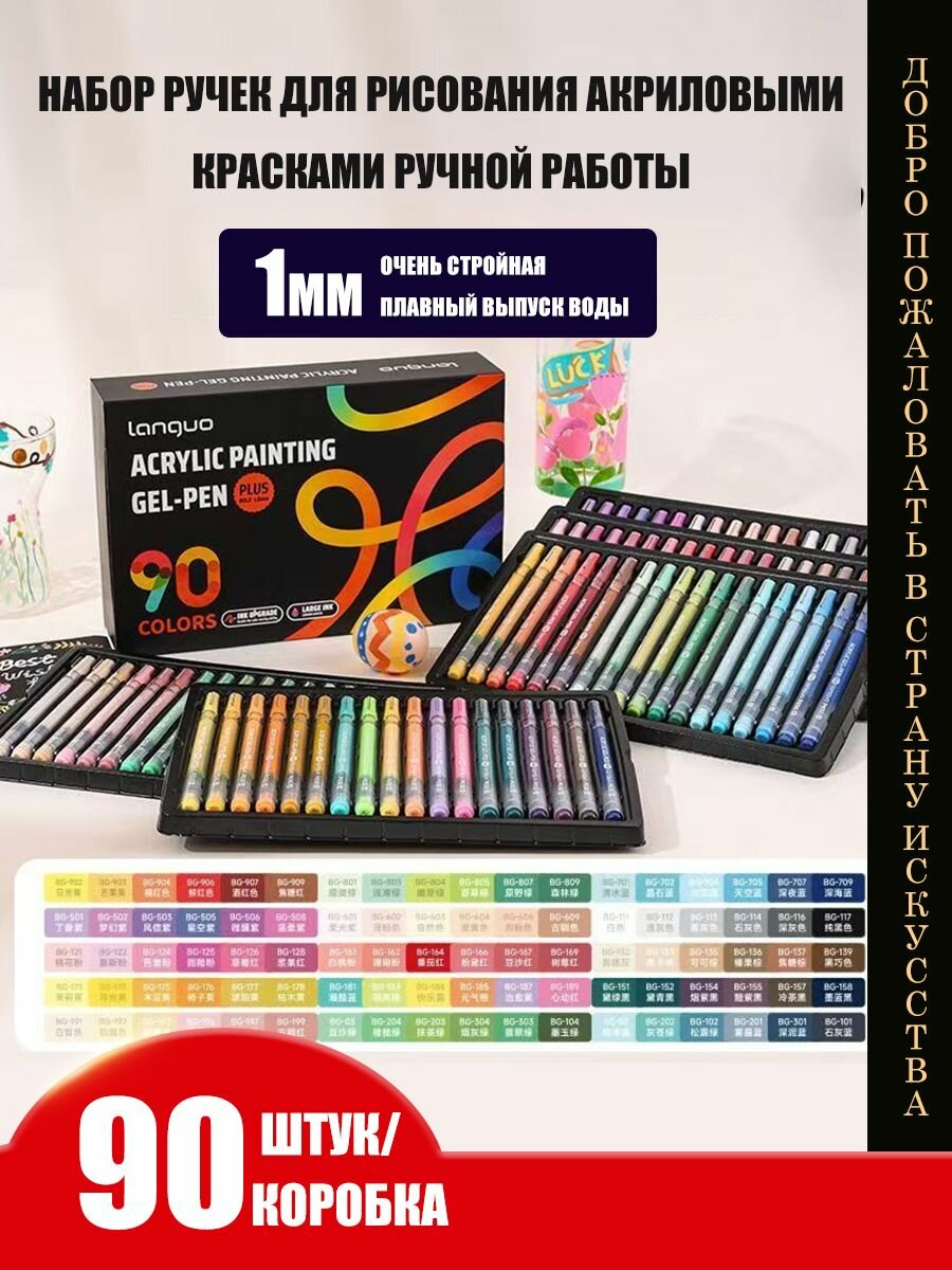 Набор ручек Линер, Кисть, толщина линии: 1 мм, 90 шт.