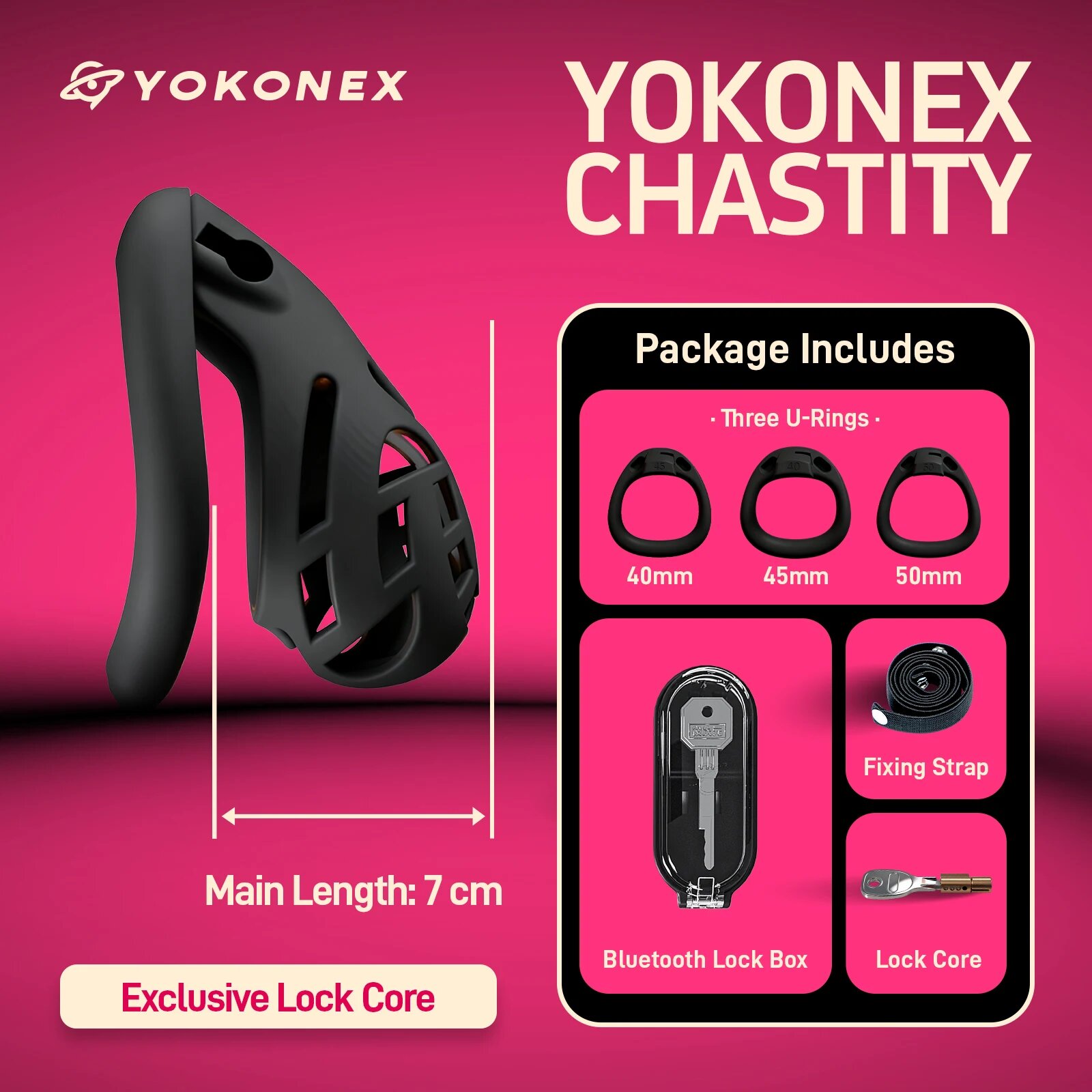 Мужской пояс верности YoKoNex, черная клетка для члена, кольцо для пениса с 3 размерами, эргономичное устройство для целомудрия, интимная игрушка