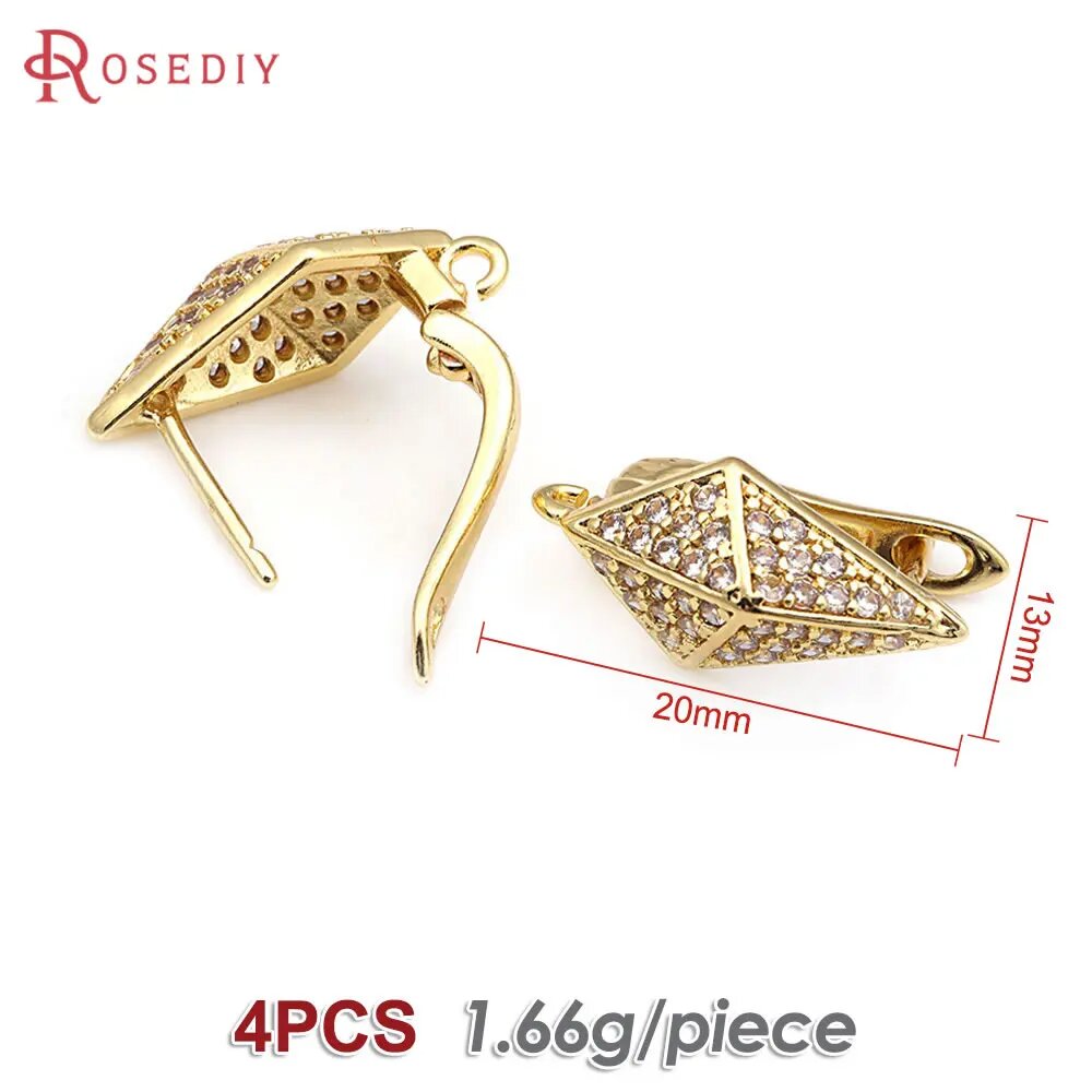 Серьги-гвоздики Rosediy из латуни под золото 4 шт. 50944-18K Gold Color