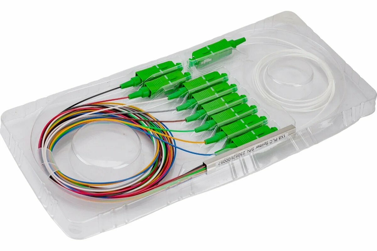 NIKOMAX Сплиттер планарный 1x8, одномодовый, G.657. A1, SC/APC, , 0.9 мм NMF-SPP1X8A1-SCA-M