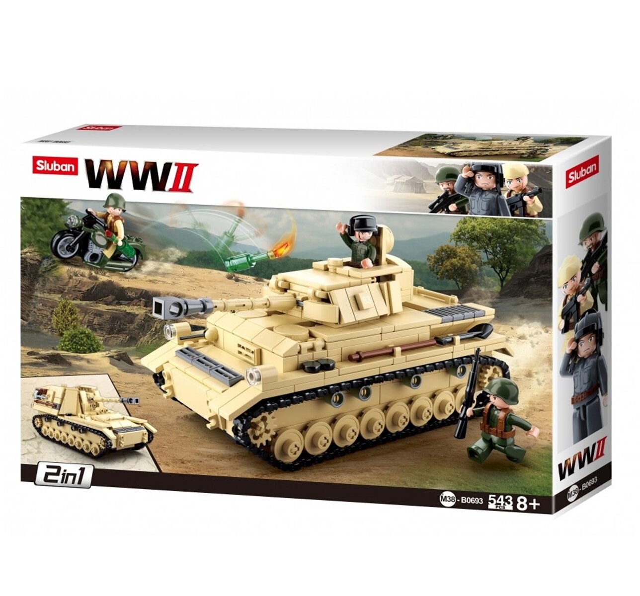 Конструктор Sluban Немецкий танк Pz IV / Nashorn, 543 дет. M38-B0693