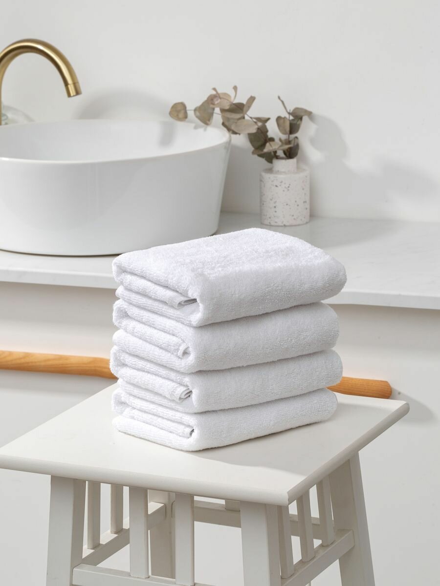 Набор махровых полотенец Sandal "люкс" 40*70 см, цвет - белый, пл. 450 гр. - 4 шт.