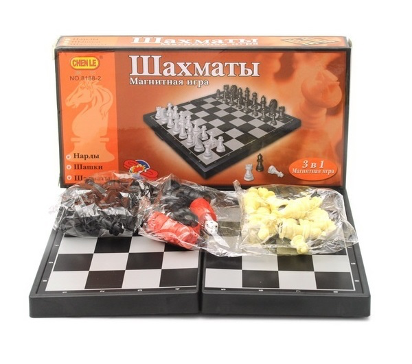 Набор магнитных игр "Шахматы, шашки, нарды", 3 в 1