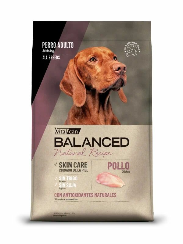 Сухой корм Vitalcan Balanced Dog Adult Natural Recipe для взрослых собак с курицей, 3 кг