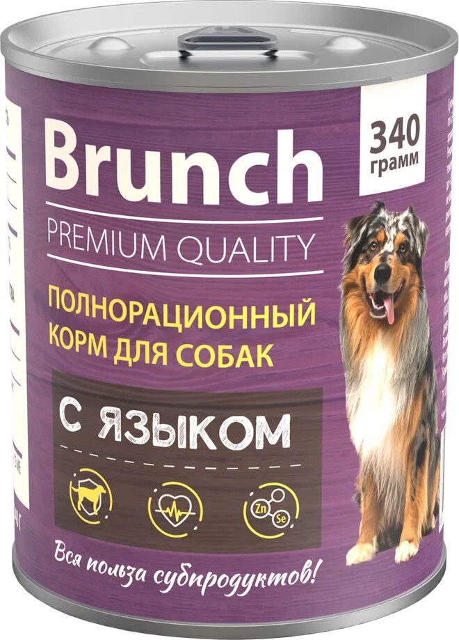 Корм влажный Brunch Premium Quality язык для собак всех возрастов и пород (340 г)