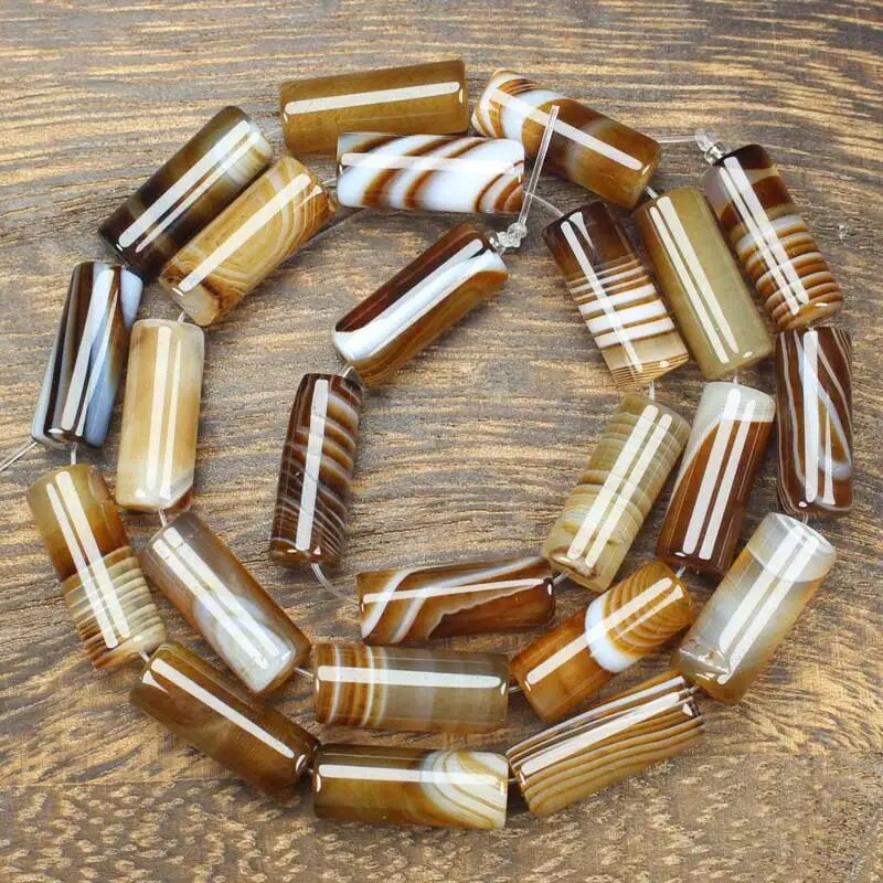 Бусины из агата Ботсваны Laerf Beads, черные полоски, 6-30 мм Coffe6x16mm 24pcs