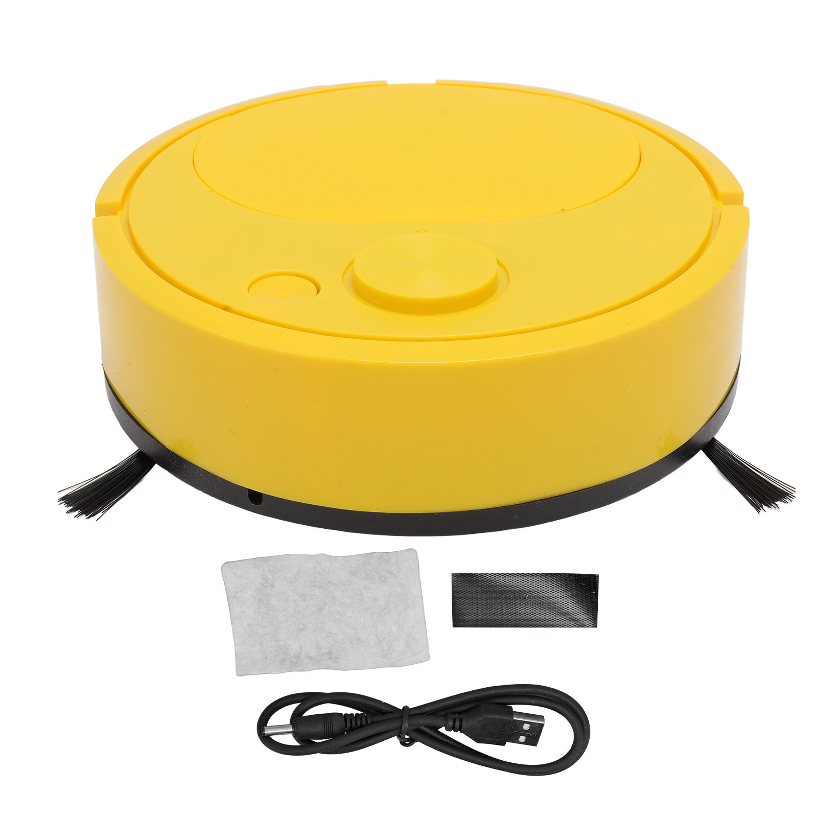 Robot Vacuum Cleaner Multifunctional USB Charging Mini Smart Sweeping for Wooden Flooring Tile Carpet Yellow