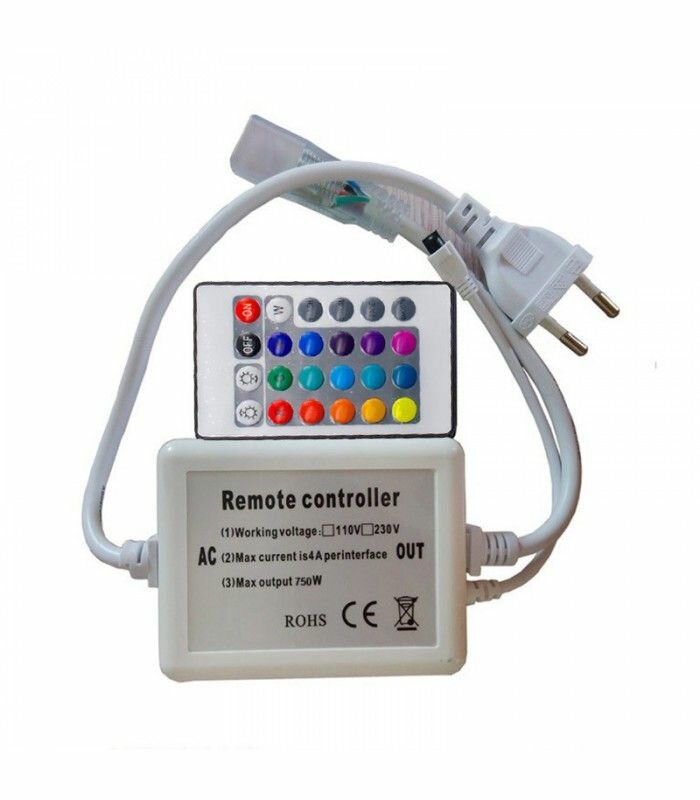 Контроллер ИК для Led ленты 220 вольт, пульт 24 кнопок.