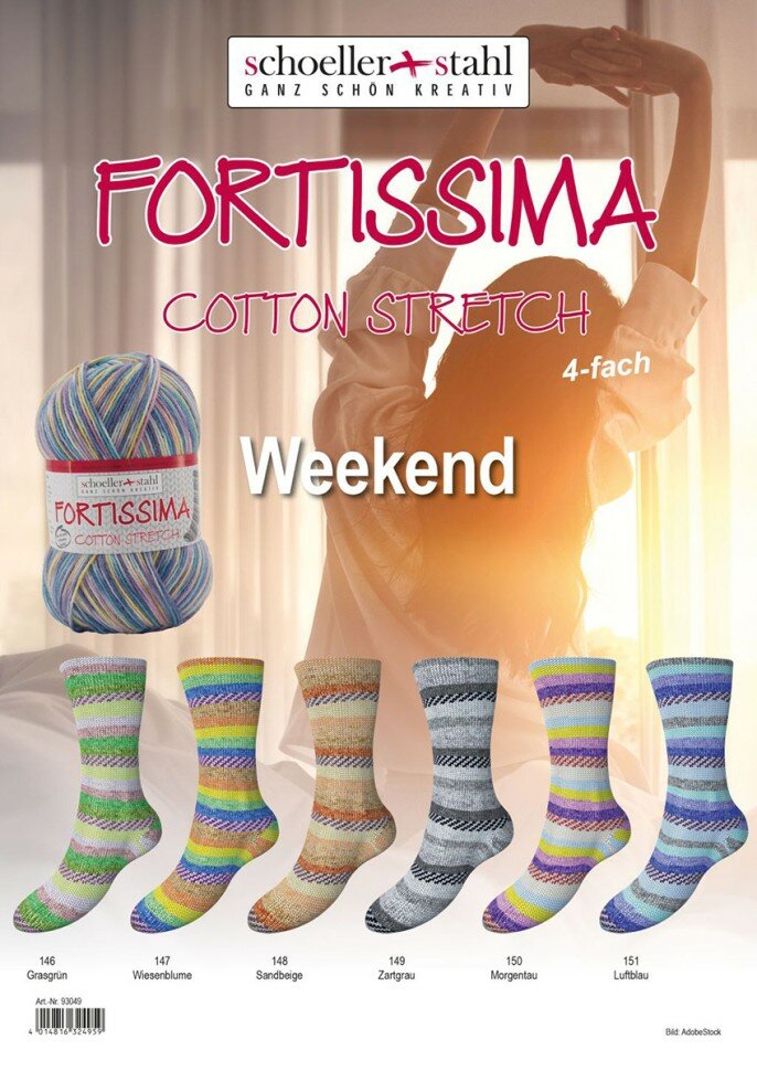 Austermann 93049-99 Fortissima Cotton Stretch 4-Fach Weekend, набор 60 мотков, 6 цветов