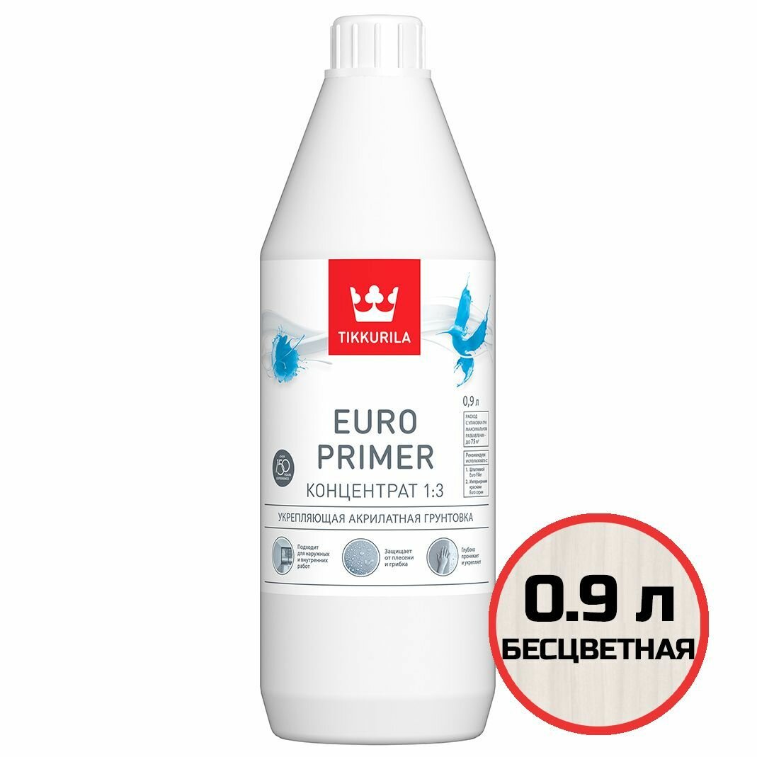 Грунт Tikkurila EURO PRIMER / Тиккурила Евро Праймер для стен и потолка 0.9 л