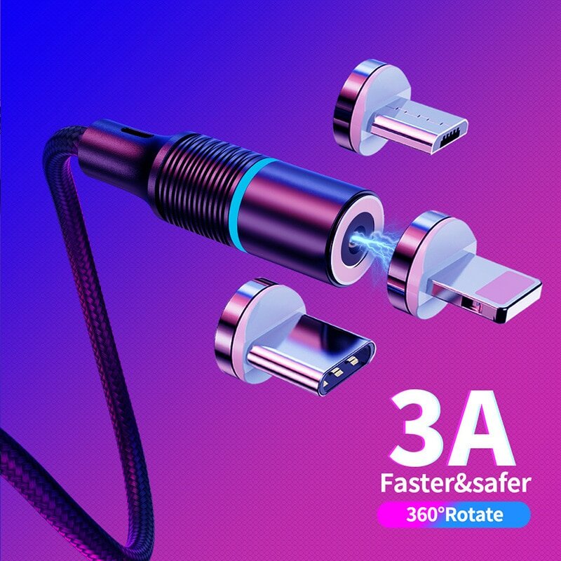 1/2/3M 3A Магнитное зарядное устройство Micro USB-C Type C Кабели USB-кабель для быстрой зарядки Магнитный зарядный кабель для Huawei iPhone Кабель для передачи данных