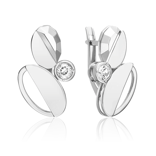 Серьги, белое золото, 585 проба, топаз