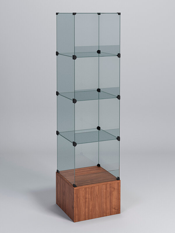 Витрина "КУБ" №110-КО стаканчик (без дверок, передняя стенка - стекло), Орех