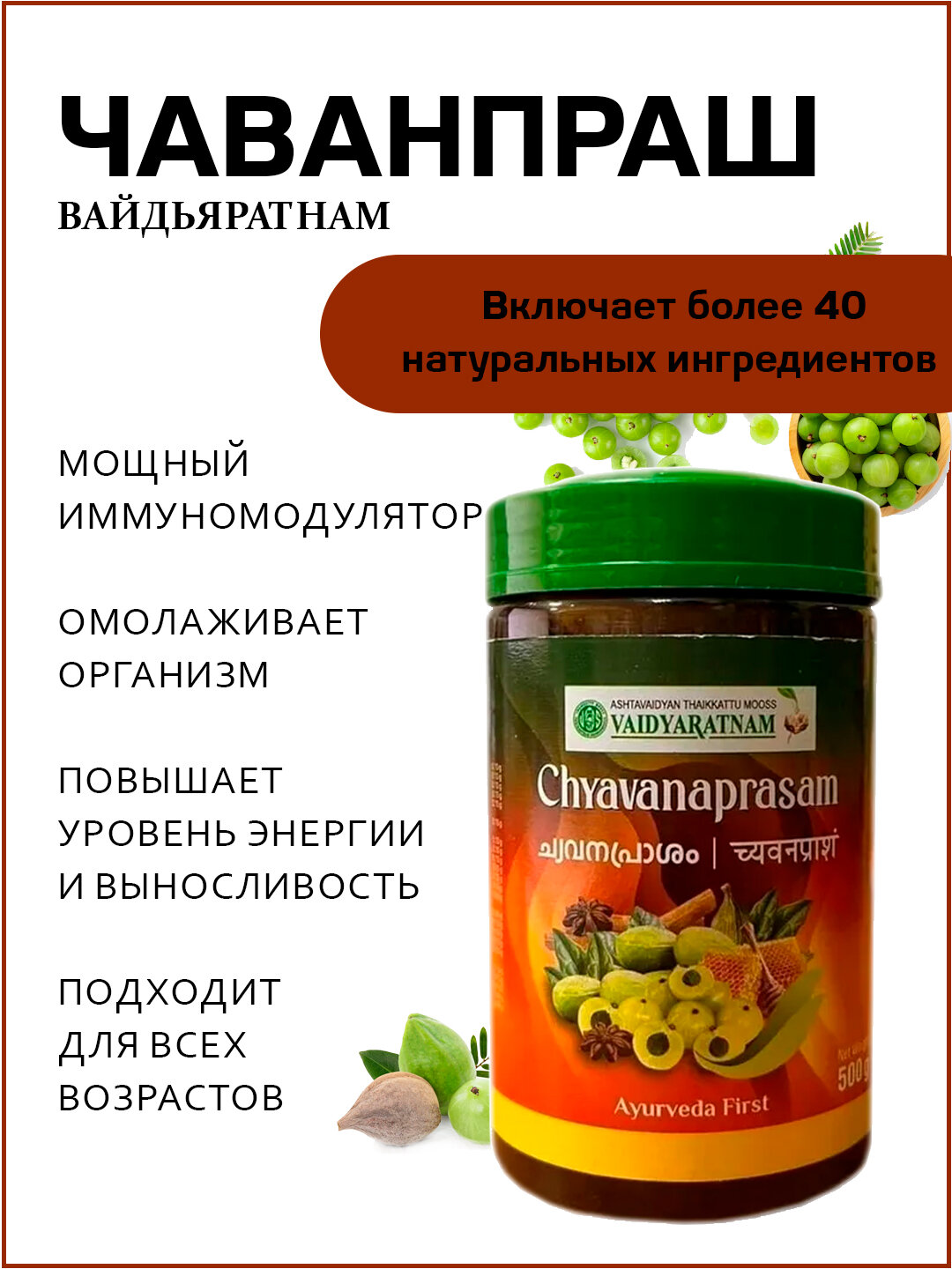 Чаванпраш / Chyavanaprasam Vaidyaratnam 500 гр