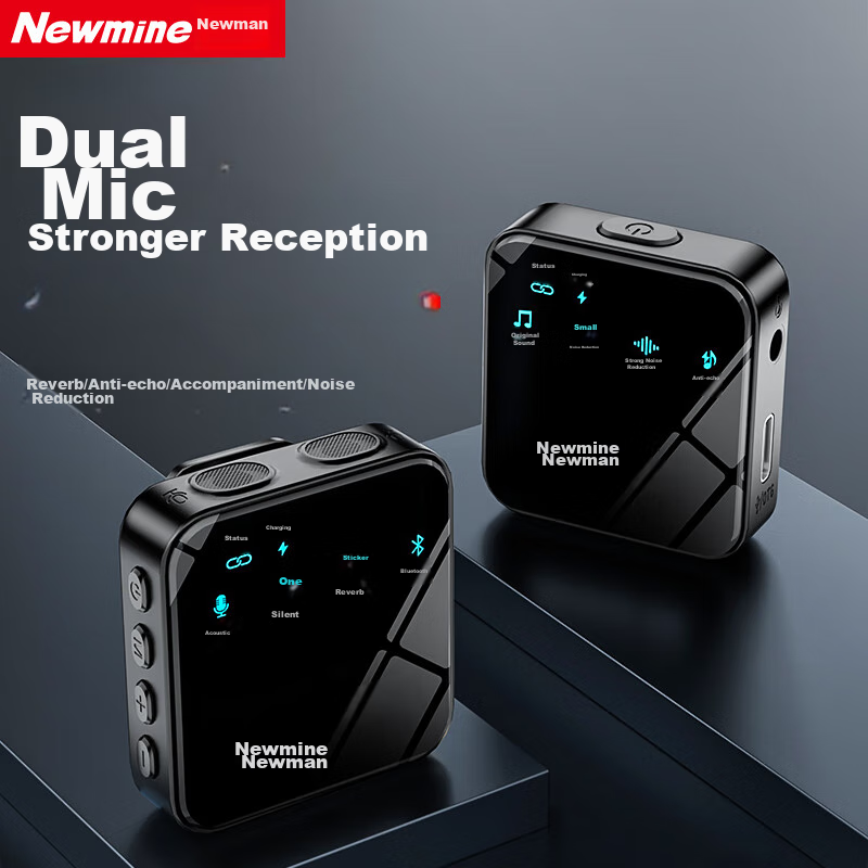 Newman MC205 Wireless Lavalier Microphone for Live Streaming, Recording, Outdoor Short Video, Professional Noise Reduction, Portable Wireless Microphone with One Transmitter And One Receiver
