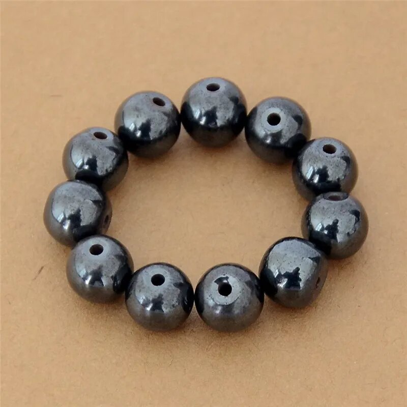50 шт./лот, магнитные черные гематитовые бусины в форме шара, подходят для браслетов, ювелирных изделий, изготовления своими руками, бусины из натурального камня, аксессуары ручной работы