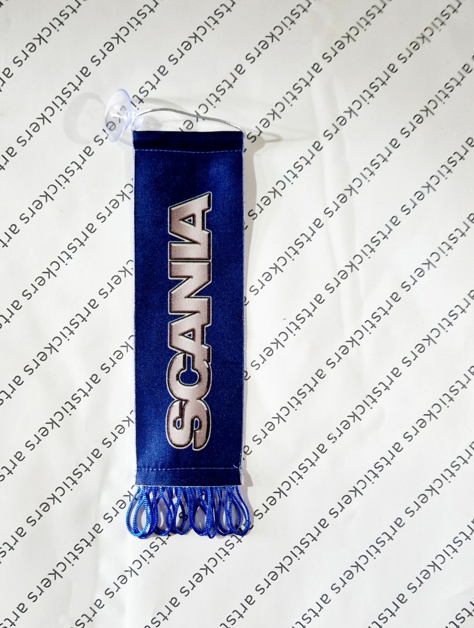 Вымпел SCANIA + девушка, двусторонний на присоске, ткань, аксессуар для авто, 5.5х20см