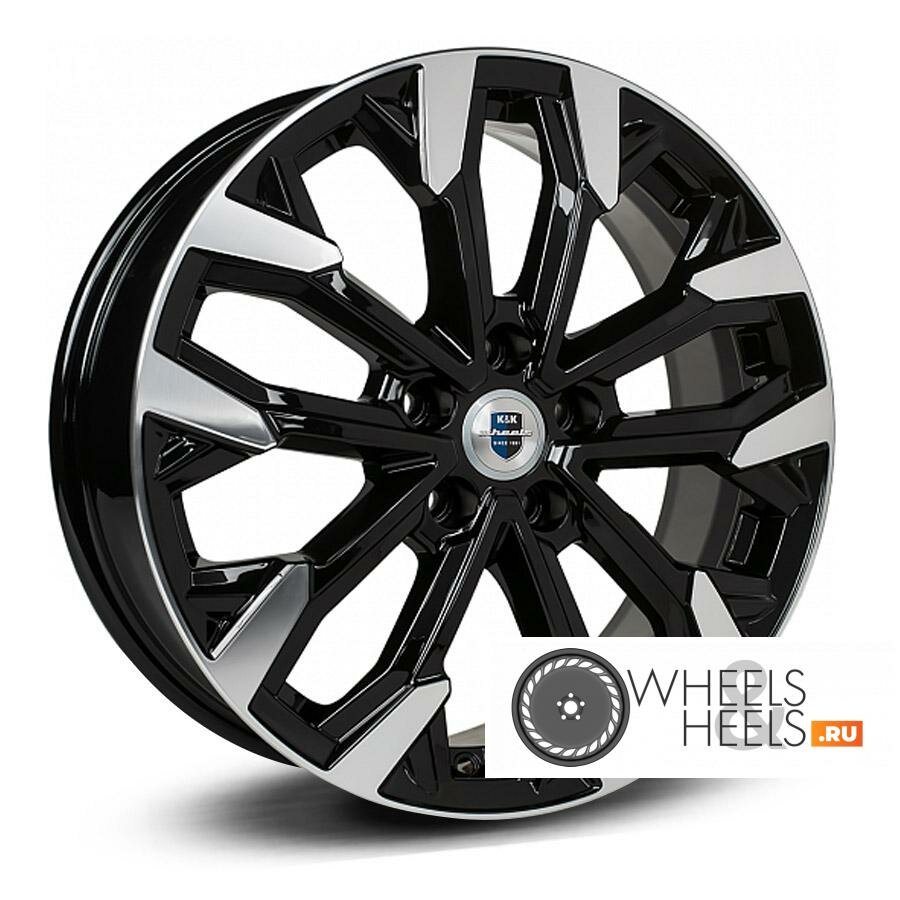 Диск автомобильный литой КиК Морейн 17x6.5 5x108 et33 dia60.1 Черный с полированной лицевой поверхностью