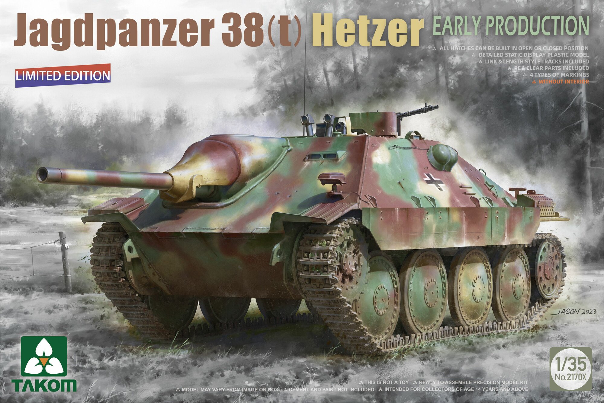 TAKOM 2170X 1/35 Сборная модель танка Jagdpanzer 38(t) Hetzer EARLY PRODUCTION (LIMITED EDITION), масштаб 1/35