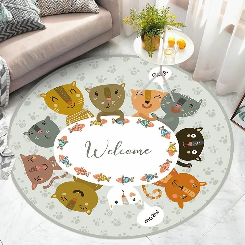 Детский коврик мешок для ползания малыша на пол "Фламинго", ковер в детскую комнату круглый развивающий игровой мягкий теплый для новорожденных младенцев 140 см