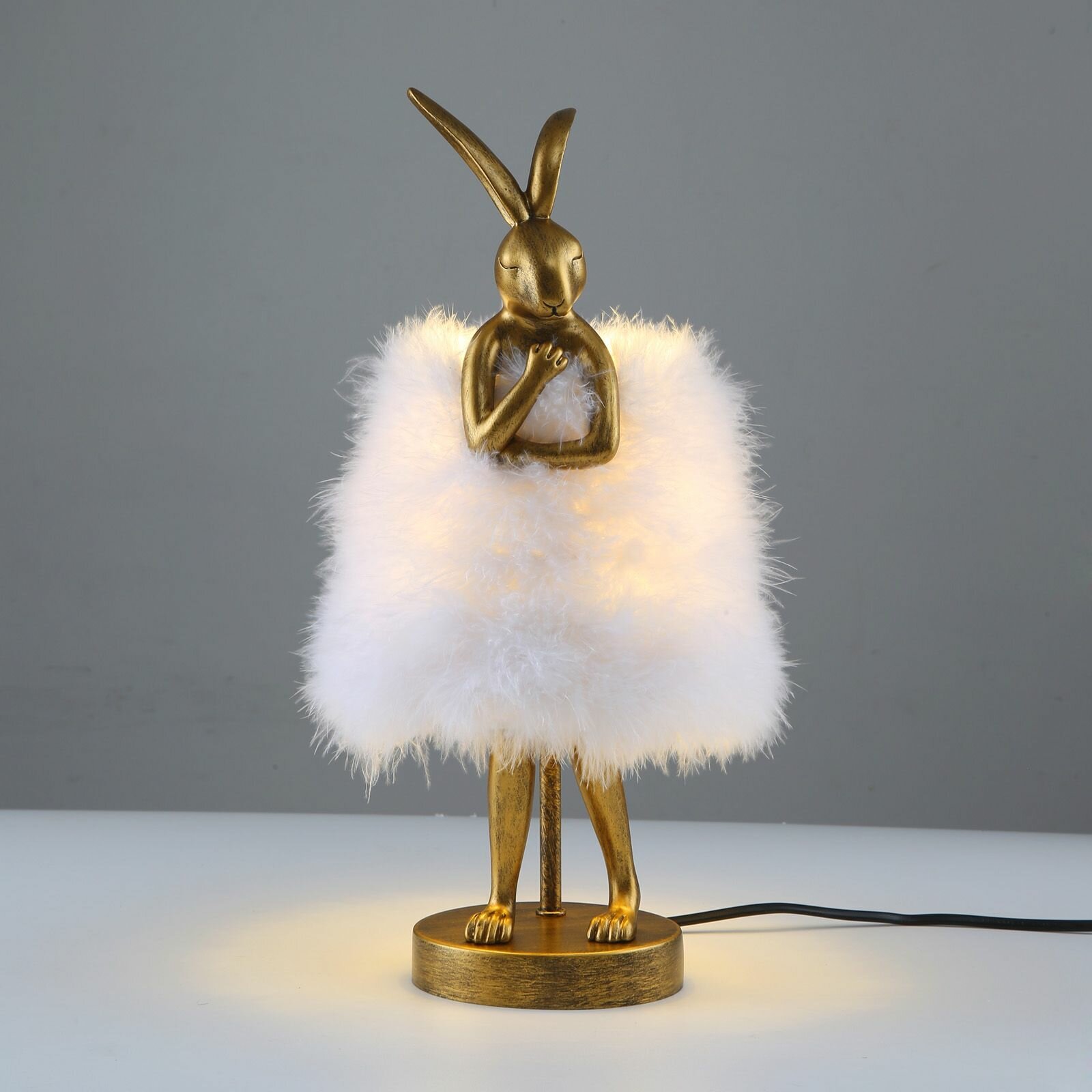 Светильник настольный светодиодный, настольные лампы с золотым кроликом из смолы, защита глаз для домашнего декора, прикроватное освещение для офиса и кабинета