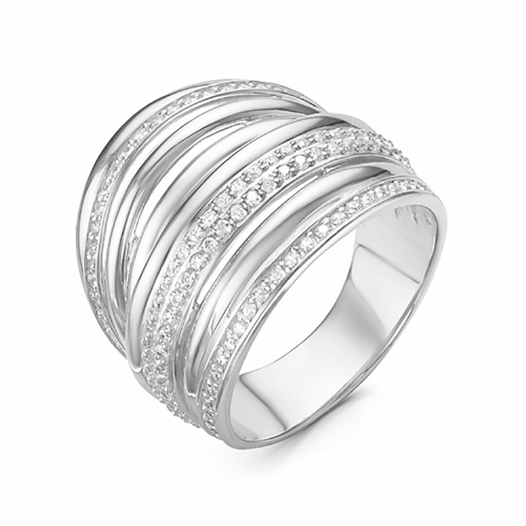 Кольцо, серебро, 925 проба, родирование, фианит