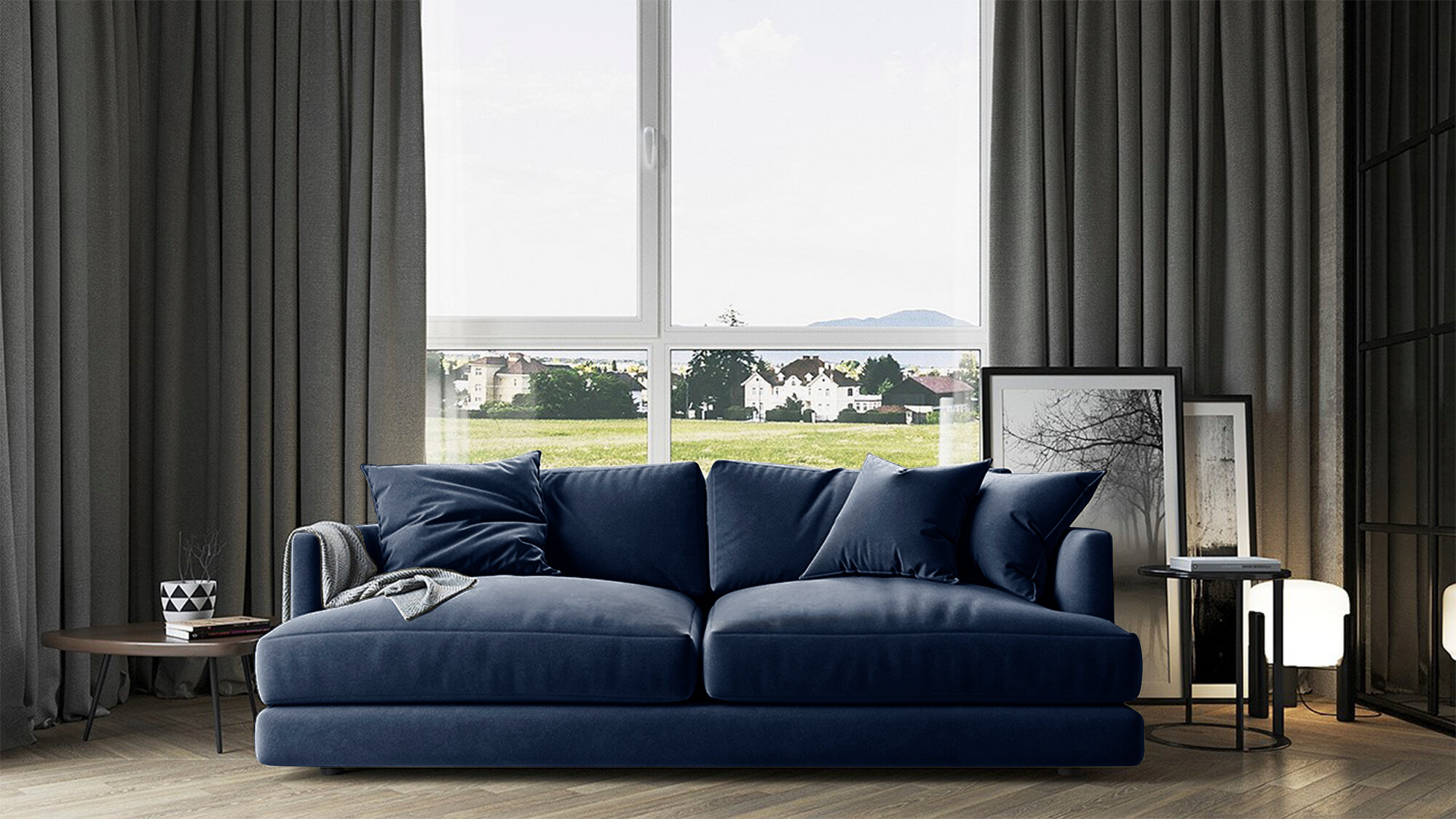 Диван DiHall Ибица, Velutto 26, раскладной, прямой, современный стиль, еврокнижка