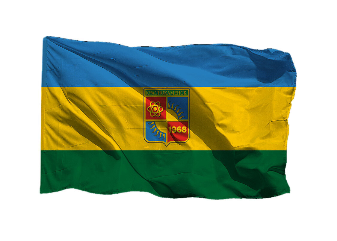 Флаг Краснокаменска на сетке, 70х105 см - для уличного флагштока