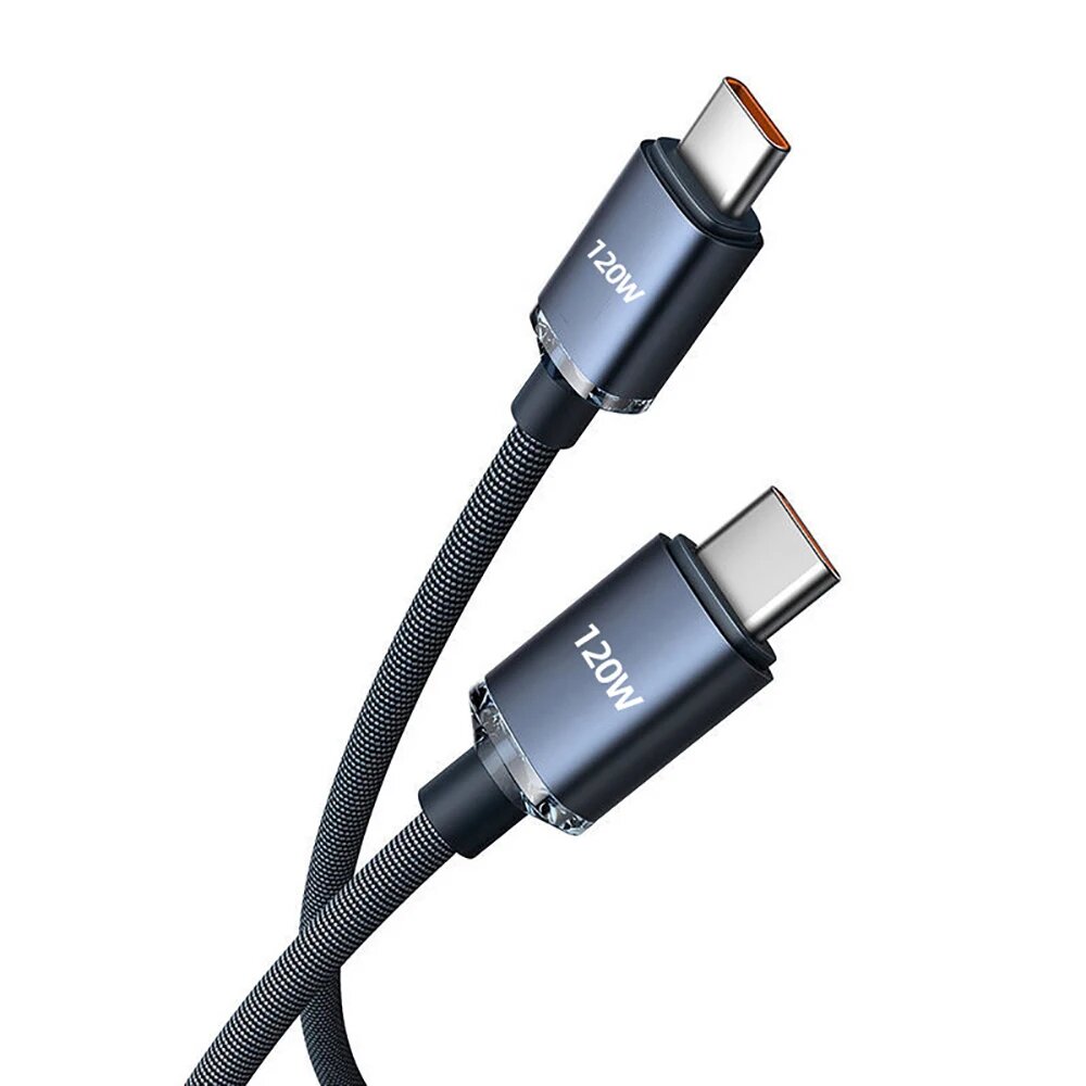 Кабель для быстрой зарядки и передачи данных USB-C на USB-C PD 120W 6A, 0.25/1/1.5/2 м, 2m, black