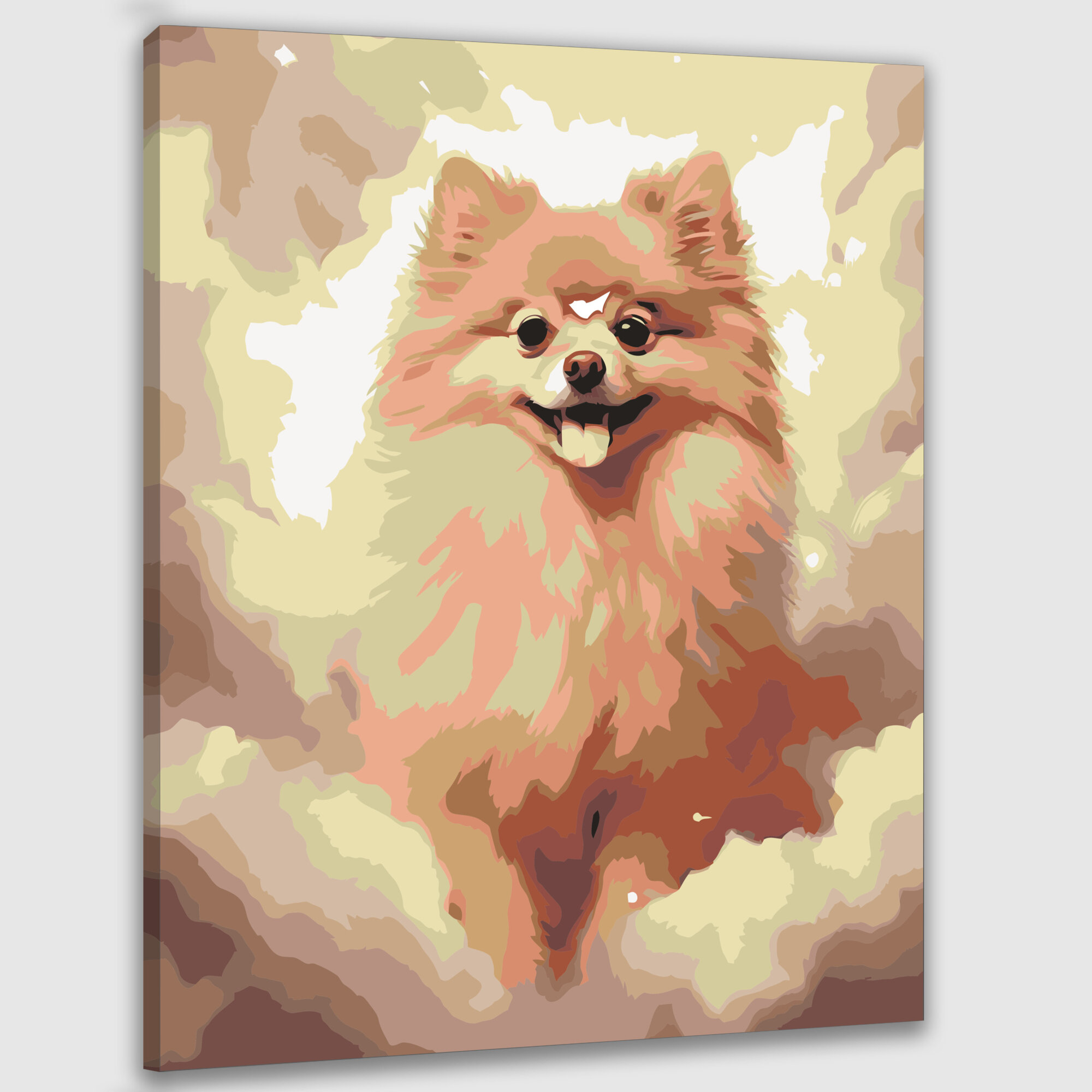 Картина по номерам 40x50 см, померанский шпиц, ангел, четыре лапы, цветовая палитра, мягкие мазки кисти