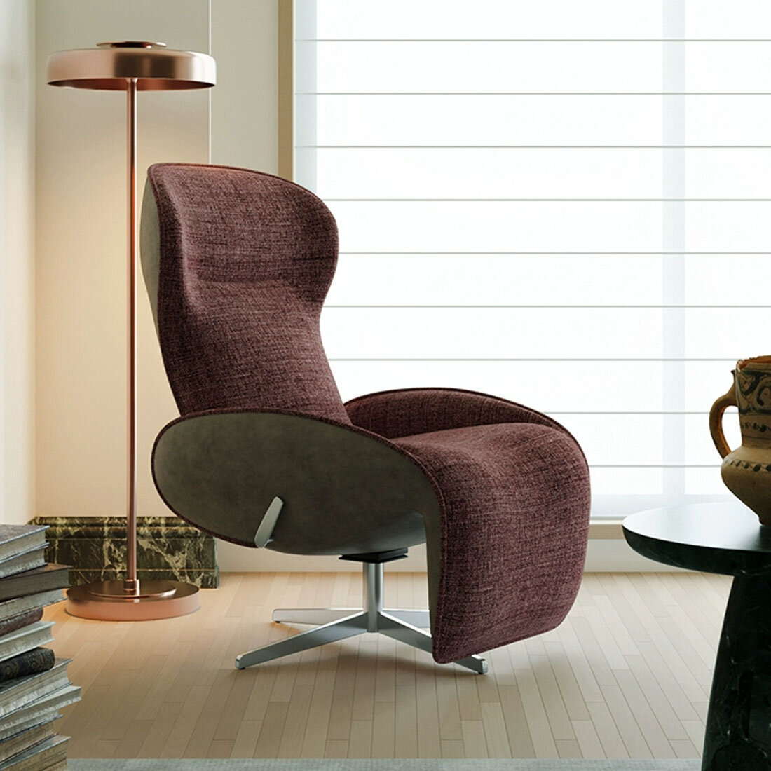 Крутящееся кресло-реклайнер Hibiscus (красный)