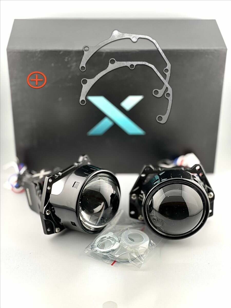 Линзы Bi Led DXL YH3 для Mazda CX-7 2006-2012 (линзы + рамки) 3.0 дюйма светодиодные ближнего и дальнего света в автомобильные фары / Би Лед модули на гайку / Hella 3 / комплект 2шт