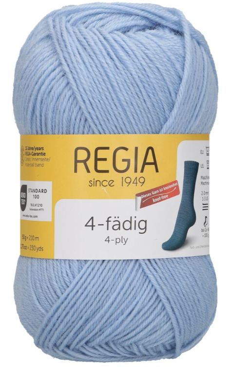 4-fadig Uni /4-фэдиг Уни/ пряжа Regia, 4 нитки, MEZ, 9801276 (01063, baby blue (детский голубой), голубой, New!)