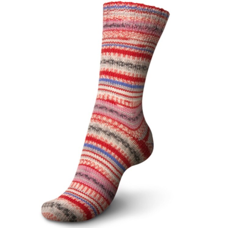 Design Line /Дизайн Лайн/ пряжа Regia, 4 нитки, MEZ, 9801270 (03885, Design Line by Arne Carlos, henningsvaer color (хеннингсвер), белый/коричневый/красный/розовый)