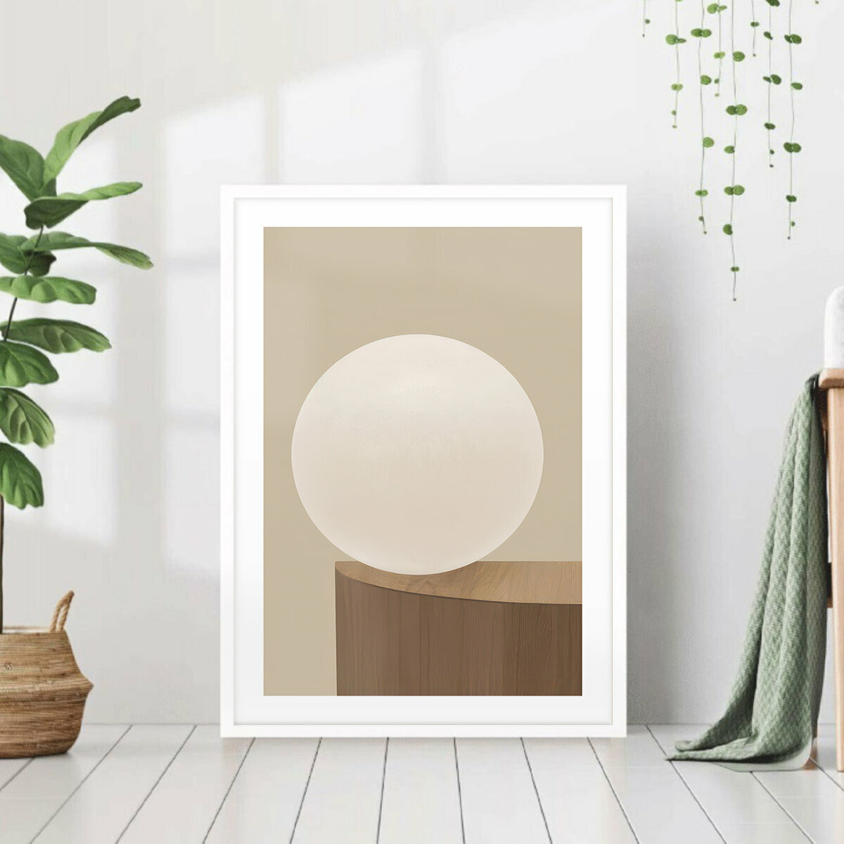 Постер "Белый шар" 50x70 в белой рамке на стену для интерьера