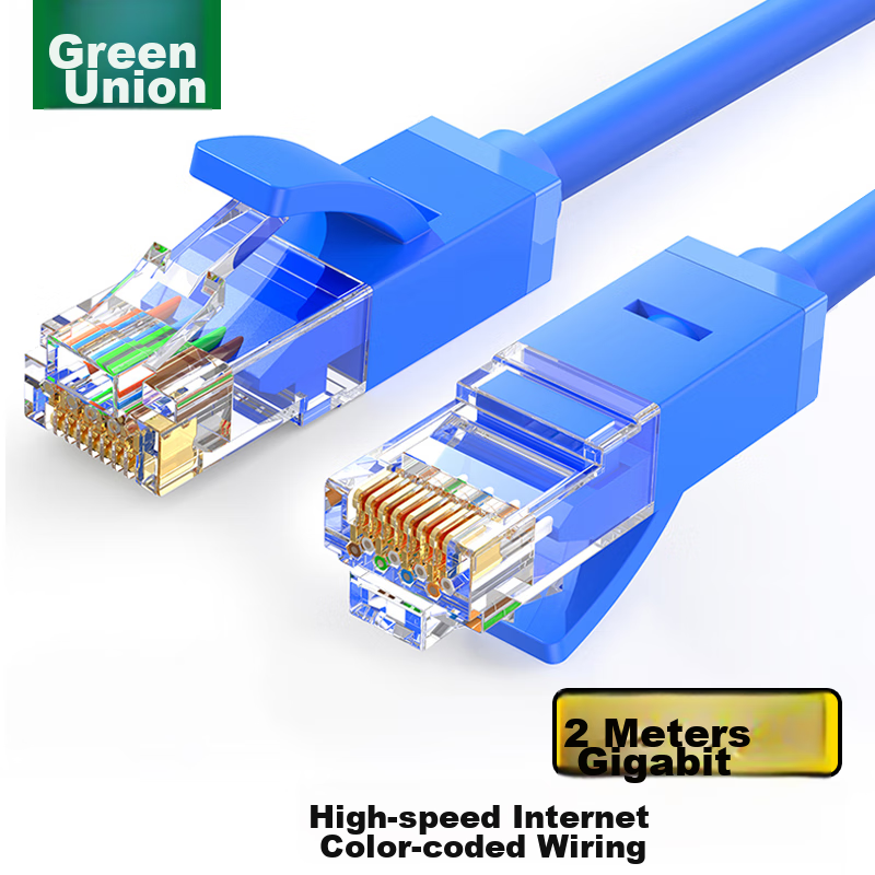 Lulian CAT6 Ethernet Cable, Gigabit High-Speed Network Broadband Cable, Home Computer Laptop Router Monitoring Cable, CAT6 8-Core Twisted Pair Patch Cord, Blue, 2 Meters, 11202