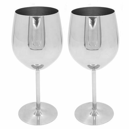 2PCS Серебряный нержавеющий сталь Высококачественный бокал красного вина
