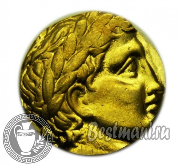 Античная монета 383 год до н. э. арфа сувенирная копия золотой монеты Македонии в бронзе монеты, нумизматика, деньги для коллекции