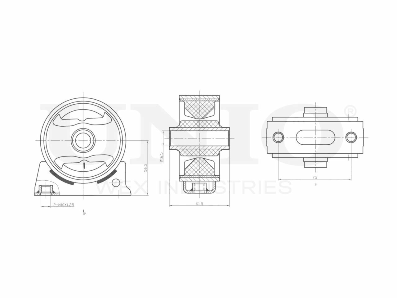 Опора двигателя передняя, для Митсубиси Аутлендер II 06-, Лансер VIII 08-, Пежо 4007 07-, Mitsubishi Outlander Lancer Peugeot 07-, артикул RMP-15158 производителя UNIO